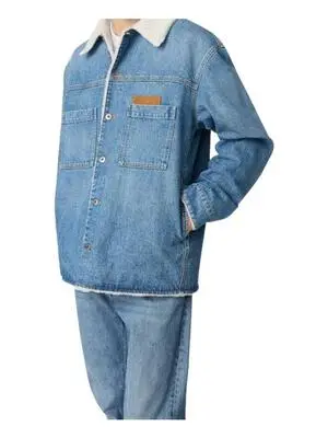Bottega Veneta Indigo Denim Shearling Collar Jacket - Medium Blue
