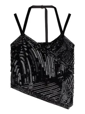 Emilio Pucci Sequined Tulle Scarf Top - Black