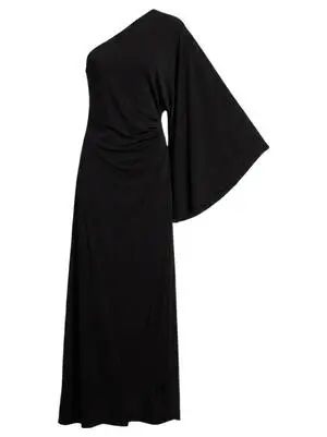 Gucci Jersey Asymmetrical One-shoulder Maxi Dress - Black
