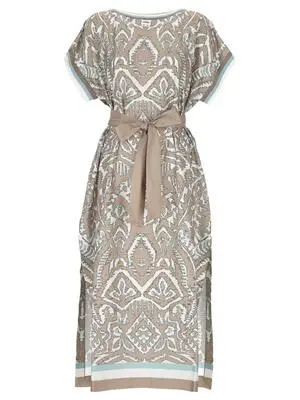 D.exterior Abstract Print Belted Maxi Dress - Gray