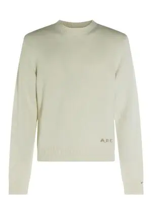 A.p.c. Logo Crew Neck Knitted Sweater - White