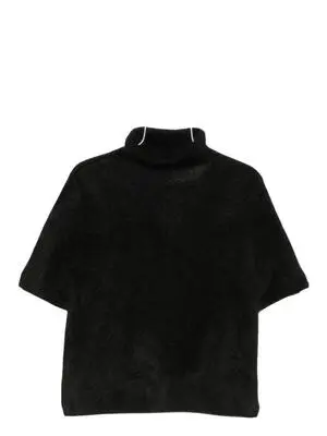 Soft Goat High Neck Short-sleeved Knitwear - Black