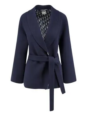 Dior Dior Belted Cropped Double-Breasted Peacoat Navy