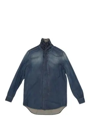 DIOR Dior Pleated Stand Collar Tie Neck Blouse