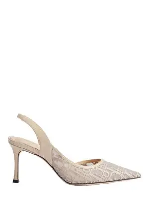 Dior Slingback Pumps With Embossed Detailing - Nude