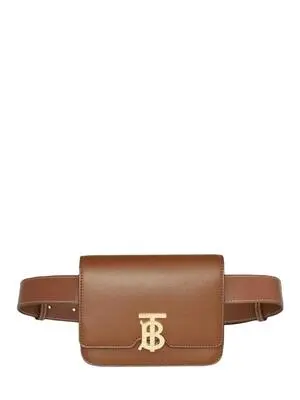 Burberry Tb Logo Leather Belt Bag - Brown