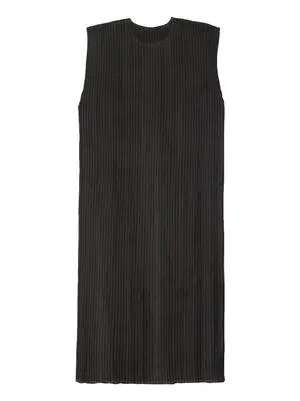 Issey Miyake Pleated Sleeveless Mini Dress - Black