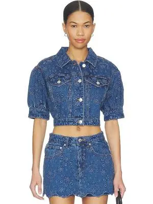 Steve Madden Serafina Embroidered Denim Jacket - Blue