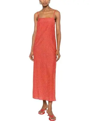 Matteau Polka Dot Midi Dress - Red