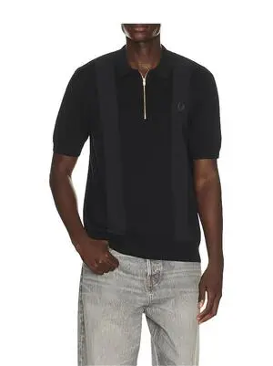 Fred Perry Panel Detail Knitted Polo In . Also - Black