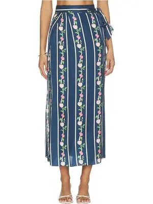 Verandah Toran Silk Luxe Skirt - Blue