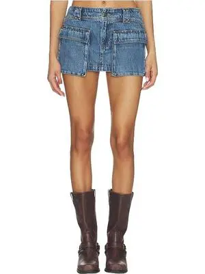Free People Hera Studded Denim Mini Skirt - Blue