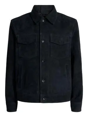 Rag & Bone Suede Trucker Jacket - Navy