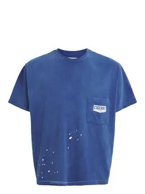 CHERRY LOS ANGELES Chevron-stitch Logo T-shirt - Navy