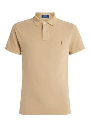 Polo Ralph Lauren Polo Ralph Lauren Cotton Mesh Slim Fit Polo Shirt With Signature Pony Logo Brown