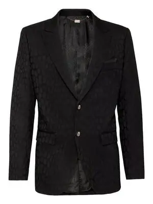 BILLIONAIRE Crocodile-effect Peak-lapel Blazer - Black