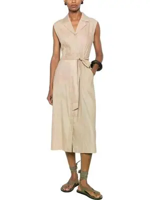 Marc O'polo Belted Sleeveless Dress In Beige - Neutrals