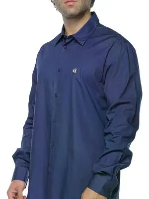 Just Cavalli Logo-patch Long-sleeve Shirt - Blue