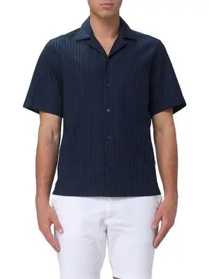 BOSS Slim Fit Short-sleeved Cotton Bowling Shirt With Cuban Collar - Black