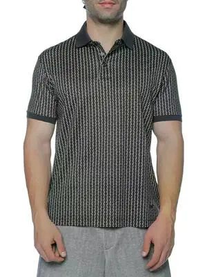 Emporio Armani Geometric-print Polo Shirt - Grey