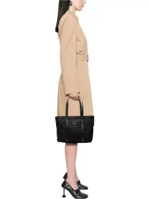 Prada Saffiano Trimmed Tessuto Tote Bag - Black