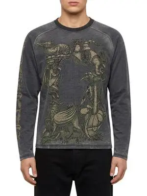 DIESEL® Printed Cotton Blend T-shirt - Grey