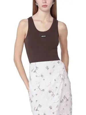 ROTATE BY BIRGER CHRISTENSEN Ribbed Cotton-blend Tank Top - Brown