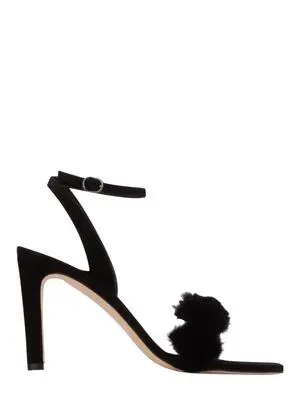 MANOLO BLAHNIK Manolo Blahnik Black Suede Embellished Open-Toe Ankle Strap Sandals