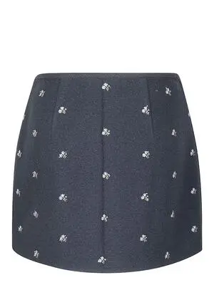 RIER Embroidered Mini Skirt - Black