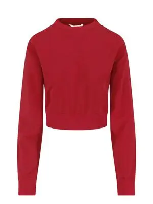 Auralee Cropped Crewneck Sweatshirt - Red