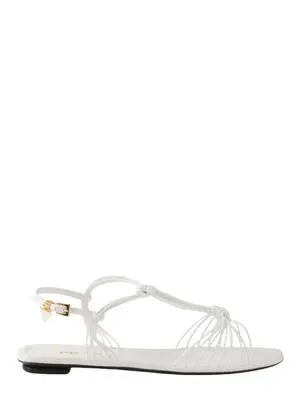 Prada Knotted Strappy Flat Sandals - White