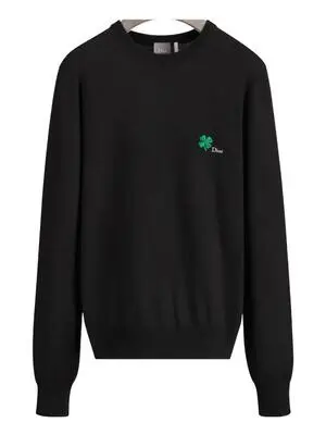 DIOR Dior Black Virgin Wool Sweater With Clover Embroidery