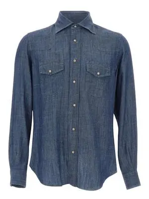 ELEVENTY Eleventy Snap-Front Western Shirt