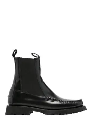 Hereu Round-toe Ankle Boots With Lug Sole - Black