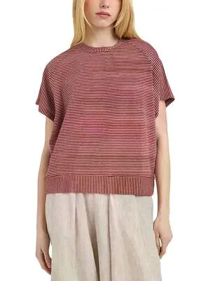 Momoni Striped Jersey Raglan T-shirt - Red