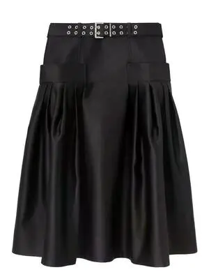 GANNI Belted Pleated Midi Skirt