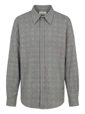 SITUATIONIST Tartan-check Wool Shirt - Grey