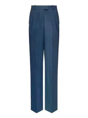 SITUATIONIST Pleated Virgin Wool Tailored Trousers - Blue