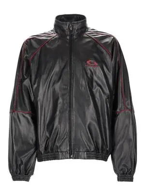 Balenciaga Leather Track Jacket - Black