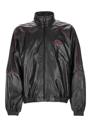 Balenciaga Leather Track Jacket - Black