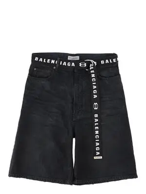 Balenciaga Belted Denim Shorts - Black