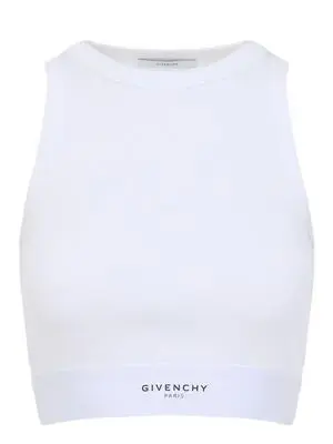 Givenchy Cropped Ribbed Tank Top - White