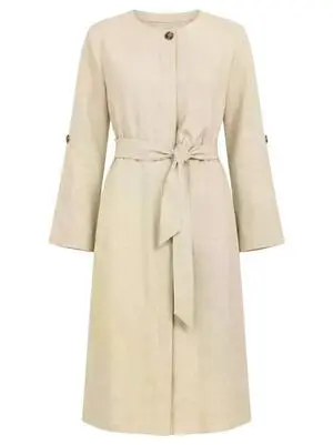 Max Mara Belted Linen Midi Dress - Neutrals