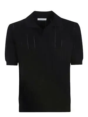 CRUCIANI Pointelle-knit Polo Shirt - Blue