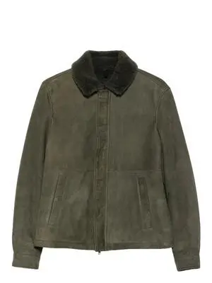 Tagliatore Suede Shearling Collar Jacket - Green