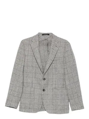 Tagliatore TAGLIATORE Grey And Green Prince Of Wales Check Virgin Wool Blazer Gray