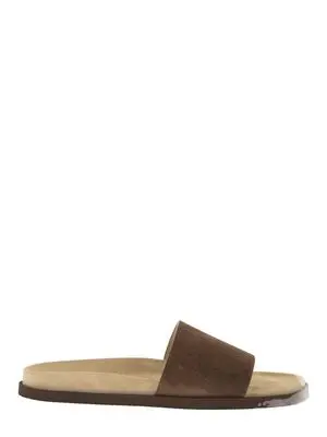 Brunello Cucinelli Flat Suede Sandals - Brown