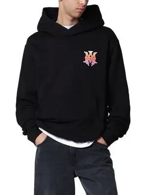 Amiri Hooded Cotton Sweatshirt With Contrast Logo - Black
