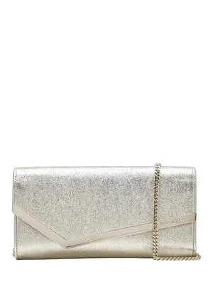 JIMMY CHOO Jimmy Choo Emmie Clutch In Platinum Ice Brilliance Fabric Silver