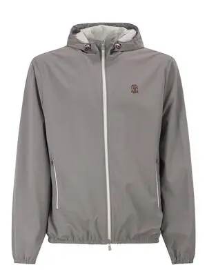 Brunello Cucinelli BRUNELLO CUCINELLI Membranated Nylon Jacket With Logo And Hood Gray